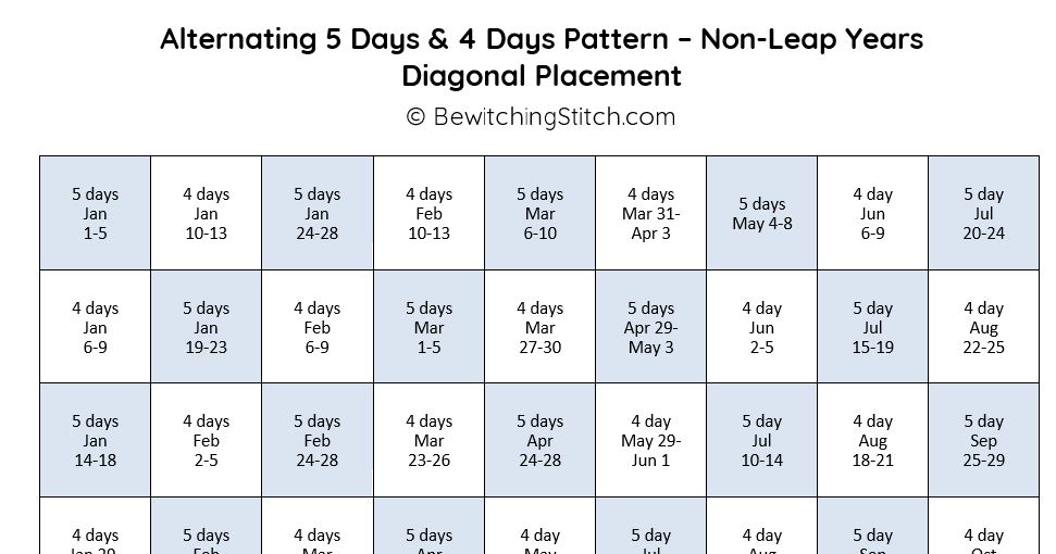 Diagonal Grid for 4 and 5 Alternating Squares | Bewitching Stitch